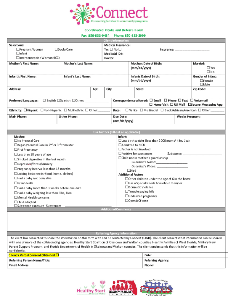Fillable Online Coordinated Intake & Referral Form Fax Email Print - pdfFiller