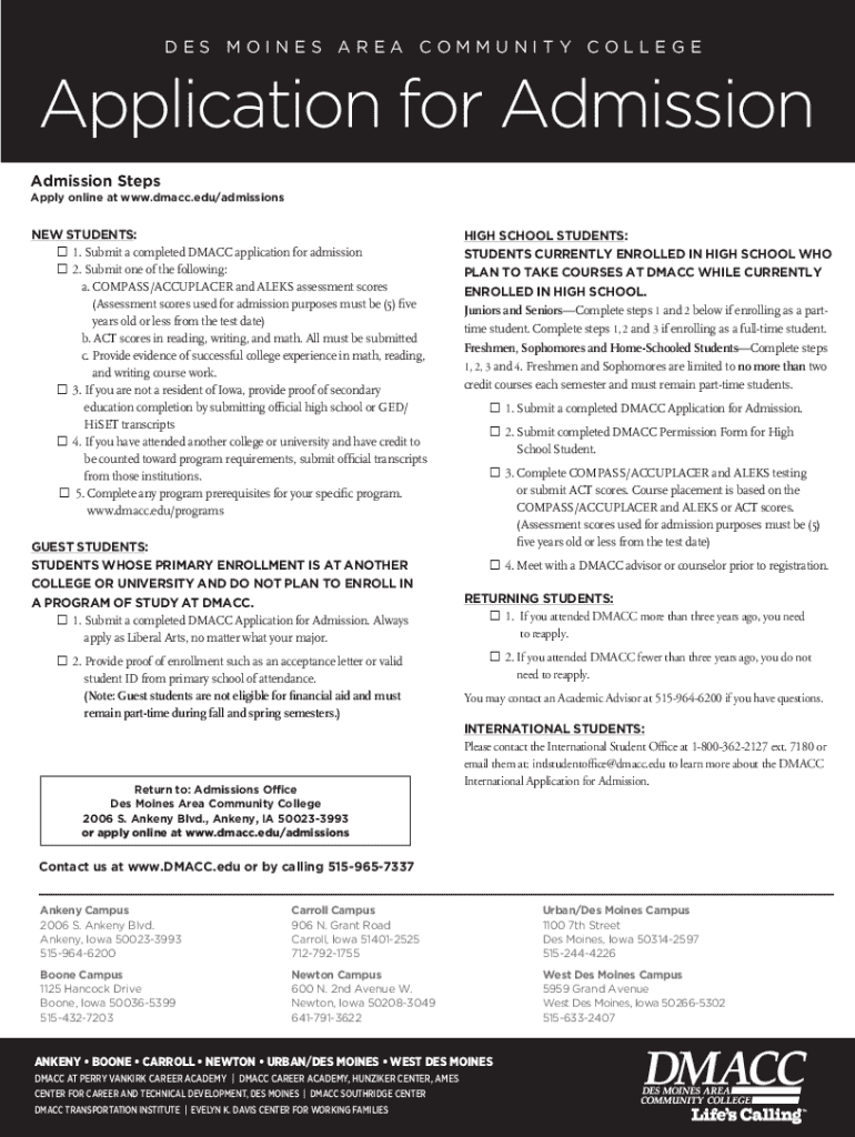 Fillable Online DMACC New Student, Returning Student or Guest Student Fax Email Print - pdfFiller