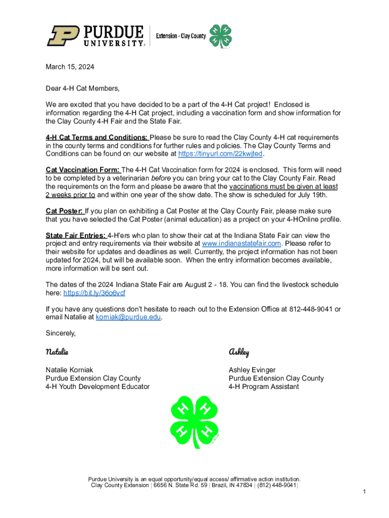 Fillable Online 4-H CAT PROJECT unit one - Cornell Cooperative ...