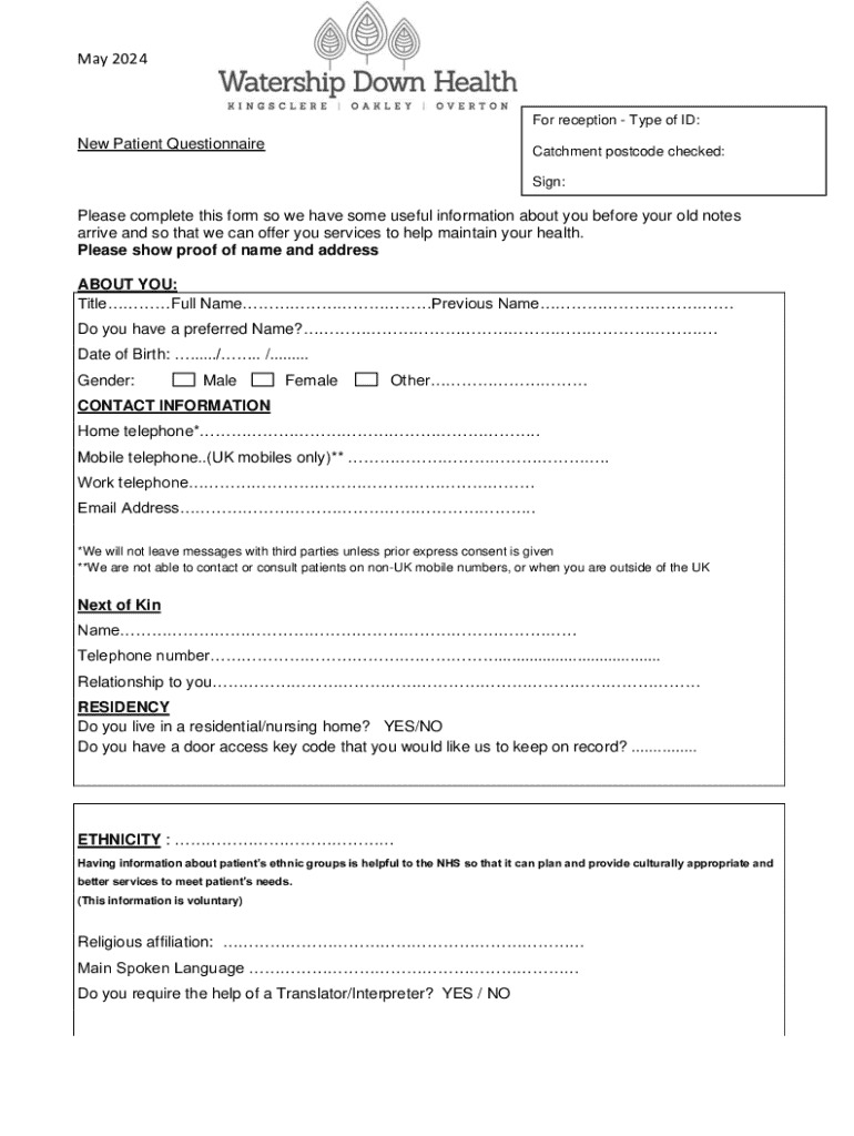 Fillable Online For reception - Type of ID: Fax Email Print - pdfFiller