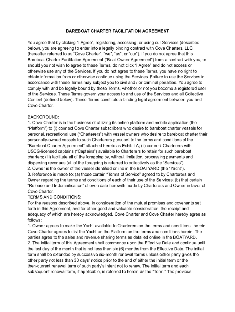 Fillable Online BAREBOAT CHARTER FACILITATION AGREEMENT Fax Email Print ...