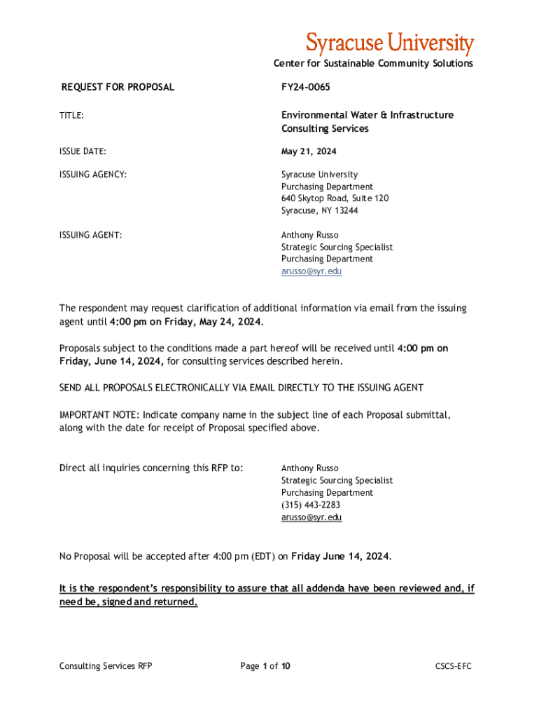 Fillable Online SU Solicitation for Elevator Maintenance Proposals with ...