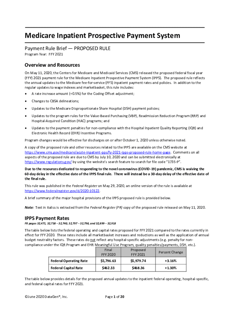 Fillable Online Fact Sheets Fiscal Year (FY) 2021 Medicare Hospital ...