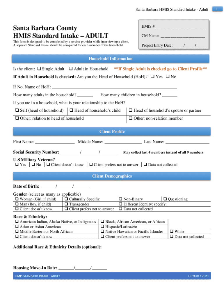 Fillable Online Santa Barbara County HMIS Administrative Policies & ... Fax Email Print - pdfFiller