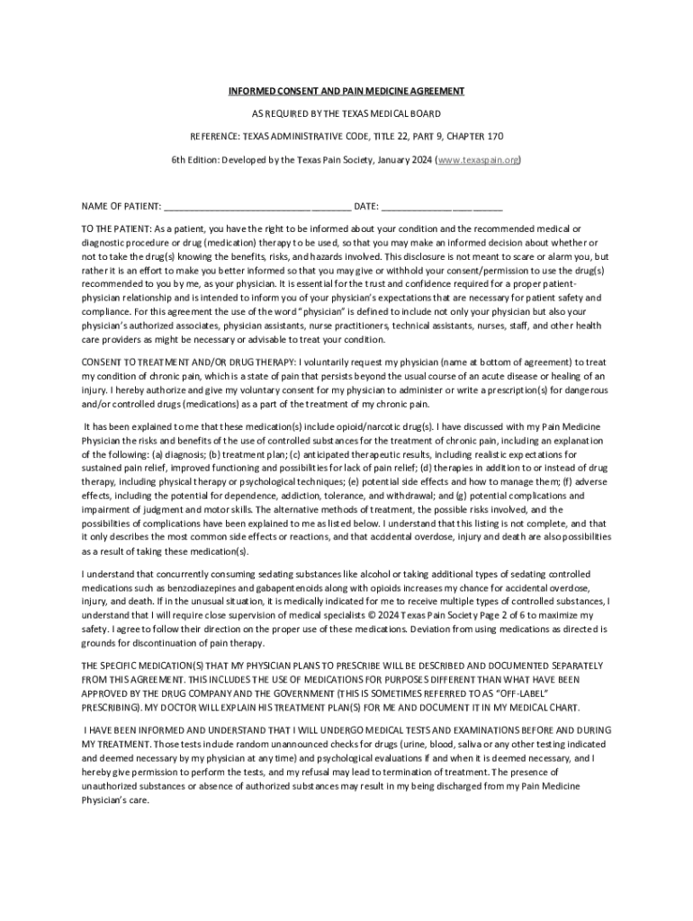 Fillable Online Informed Consent and Pain Medicine Agreement Fax Email ...