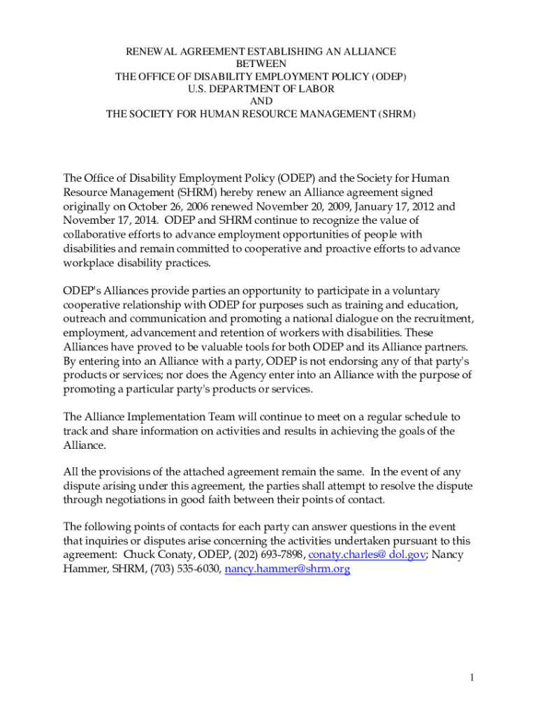 Fillable Online Fillable Online Renewal Agreement Establishing an Alliance ... Fax Email Print ...