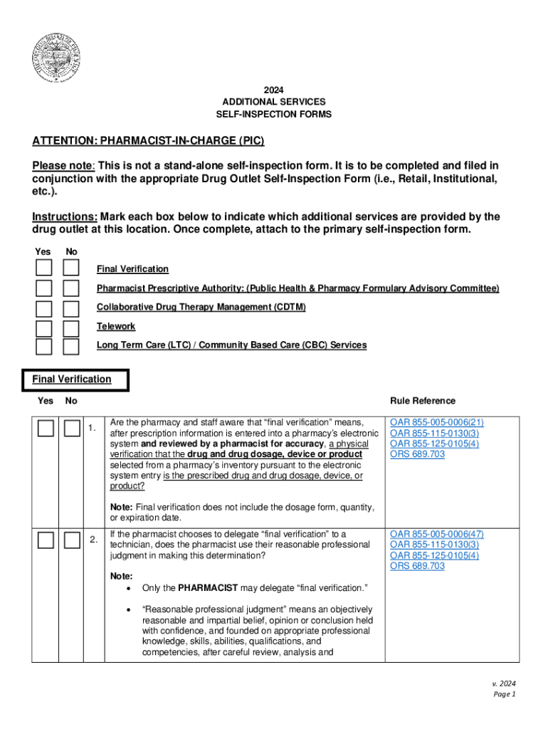 Fillable Online Additional Services Self-Inspection Forms Fax Email ...