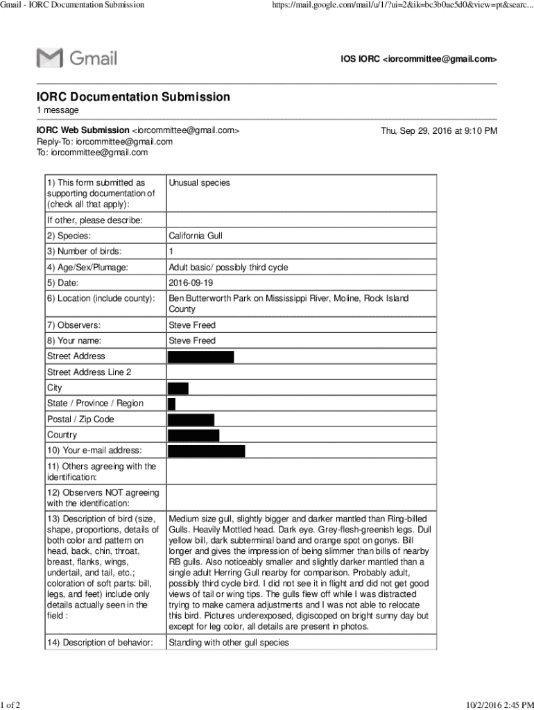 Fillable Online Gmail - IORC Documentation Submission Fax Email Print - pdfFiller