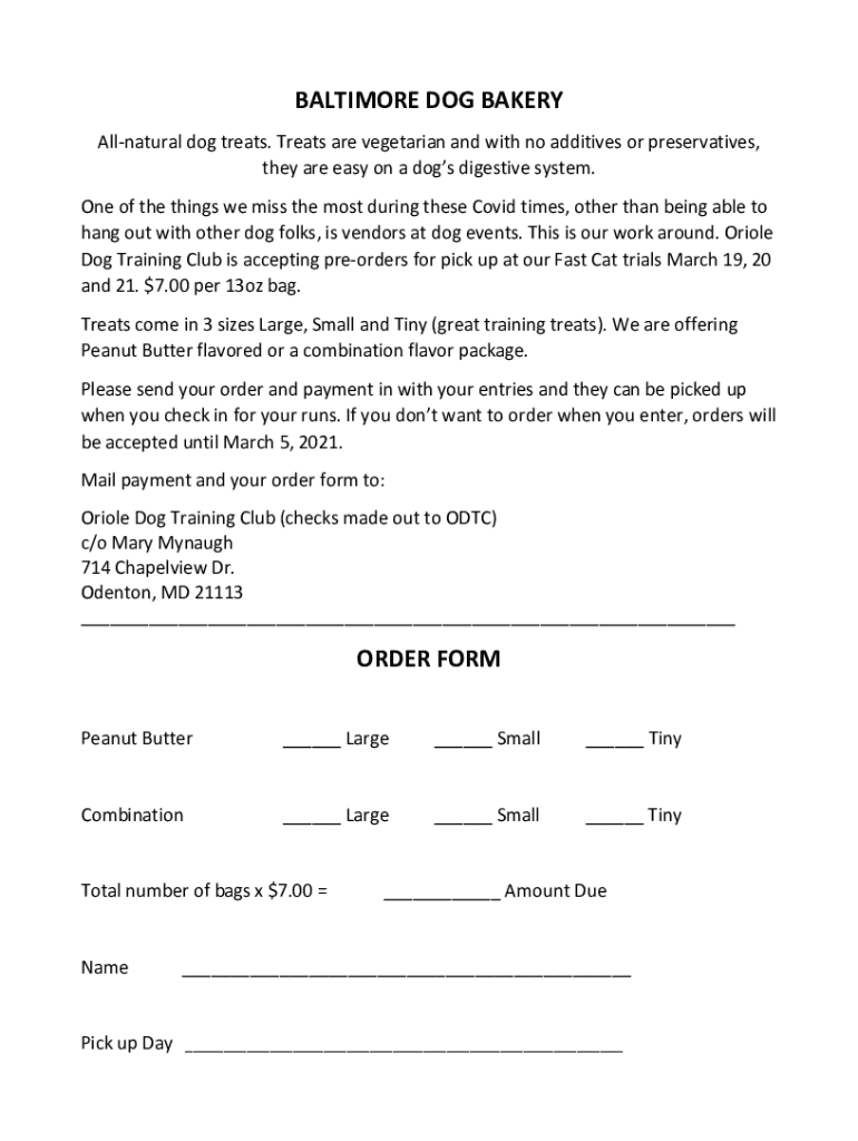 Fillable Online Baltimore Dog BakeryApple Cinnamon Low Fat All-Natural ...