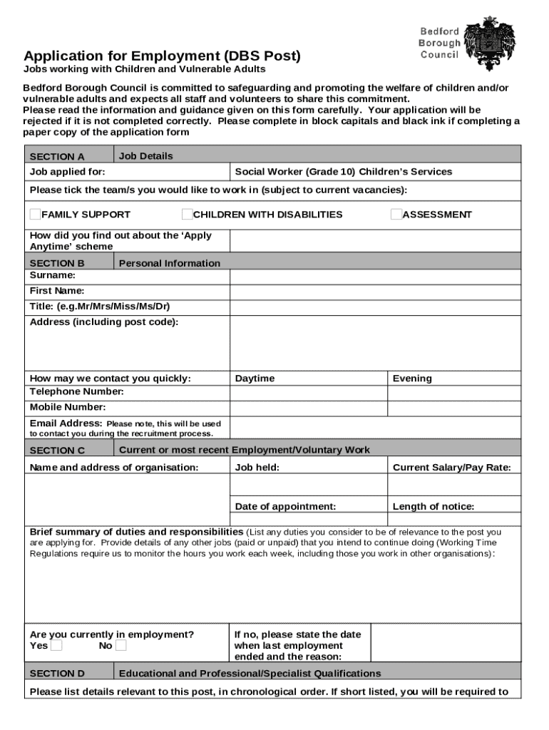Application - social worker children's Doc Template | pdfFiller