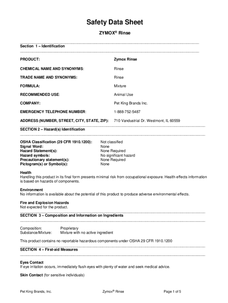 Fillable Online Safety Data Sheet - Zymo Research Fax Email Print - pdfFiller