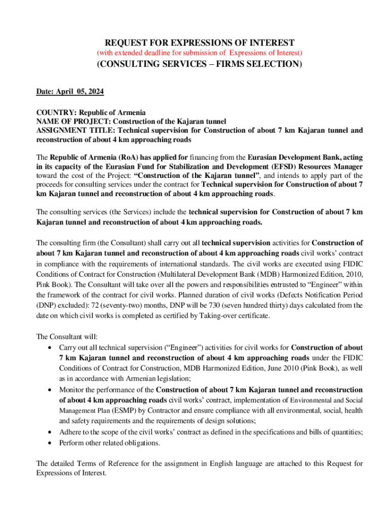 Fillable Online Request for expression of interest construction of the ... Fax Email Print ...