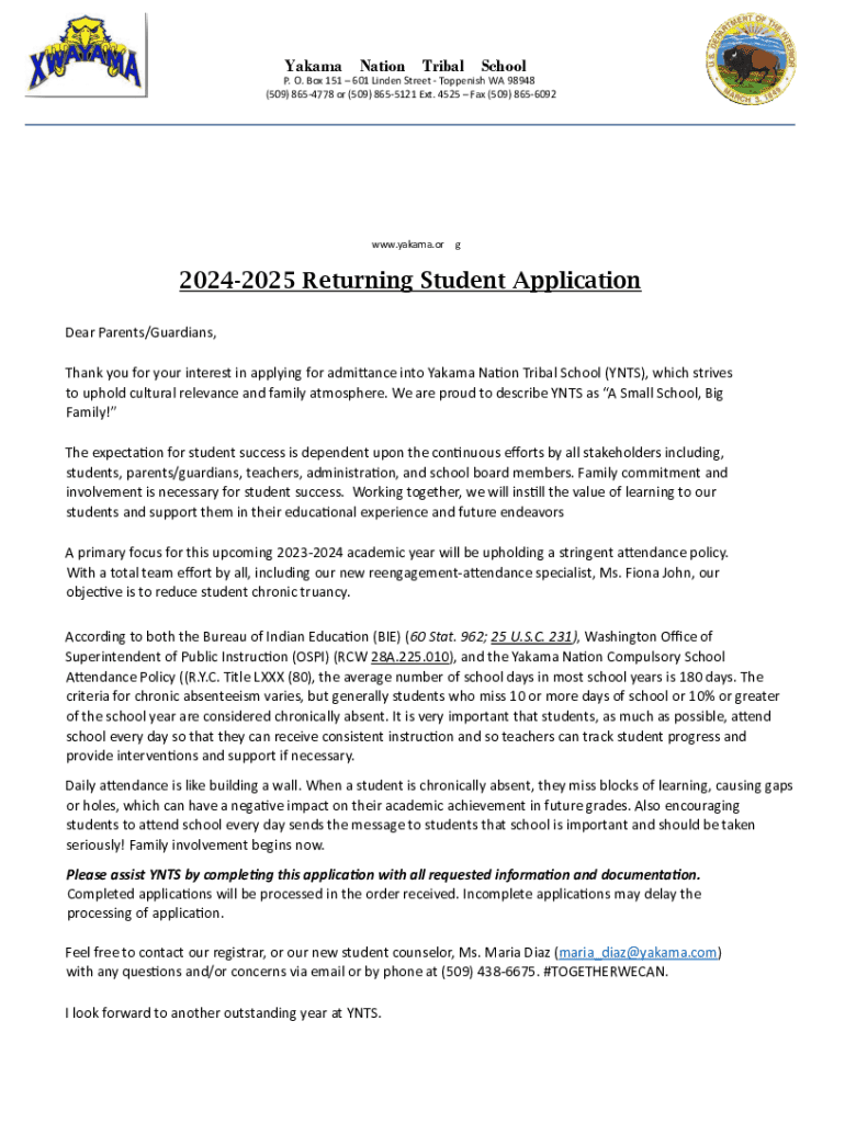 Fillable Online District Detail for Yakama Nation Tribal School - NCES ...