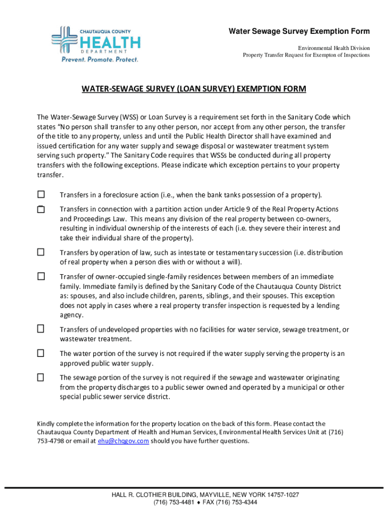 Fillable Online Water Sewage Survey Exemption Form Fax Email Print ...