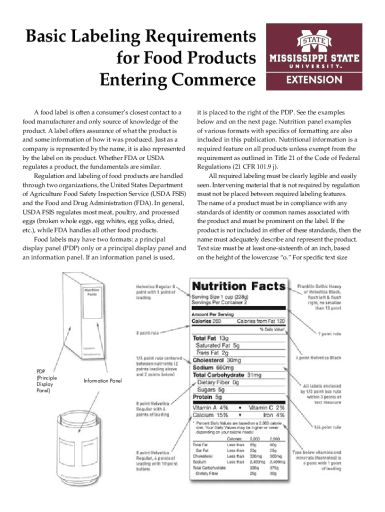 Fillable Online Basic Labeling Requirements for Food Products Entering ...