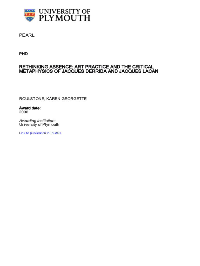 Fillable Online Rethinking Absence: Art Practice and Critical ...