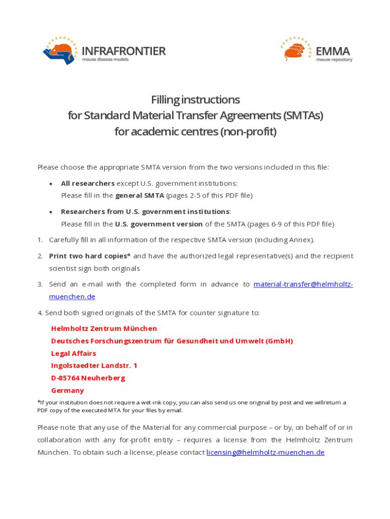 Fillable Online Filling instructions for Standard Material Transfer ...