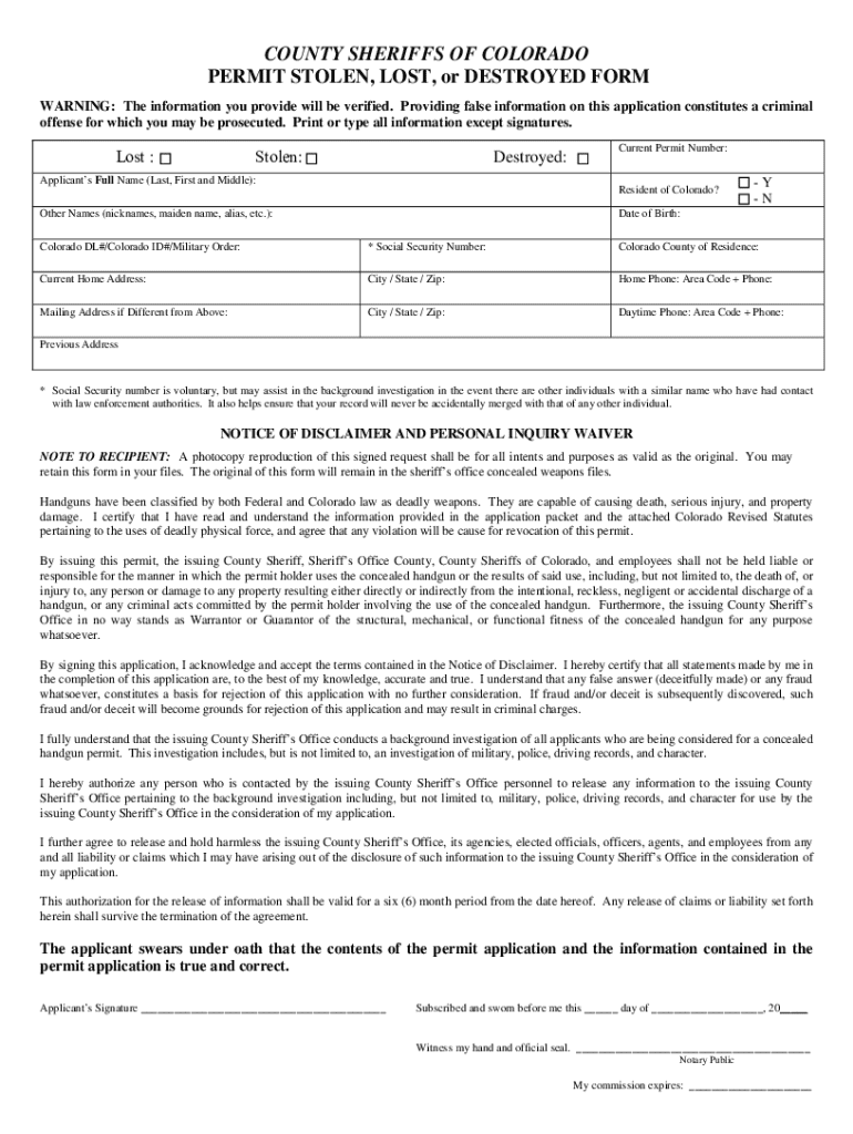 Fillable Online Concealed Handgun permit Address Change Form. Concealed ...