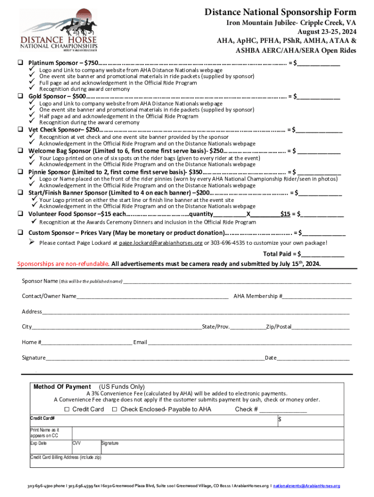 Fillable Online Distance Horse National Championships Vendor Form ... Fax Email Print - pdfFiller