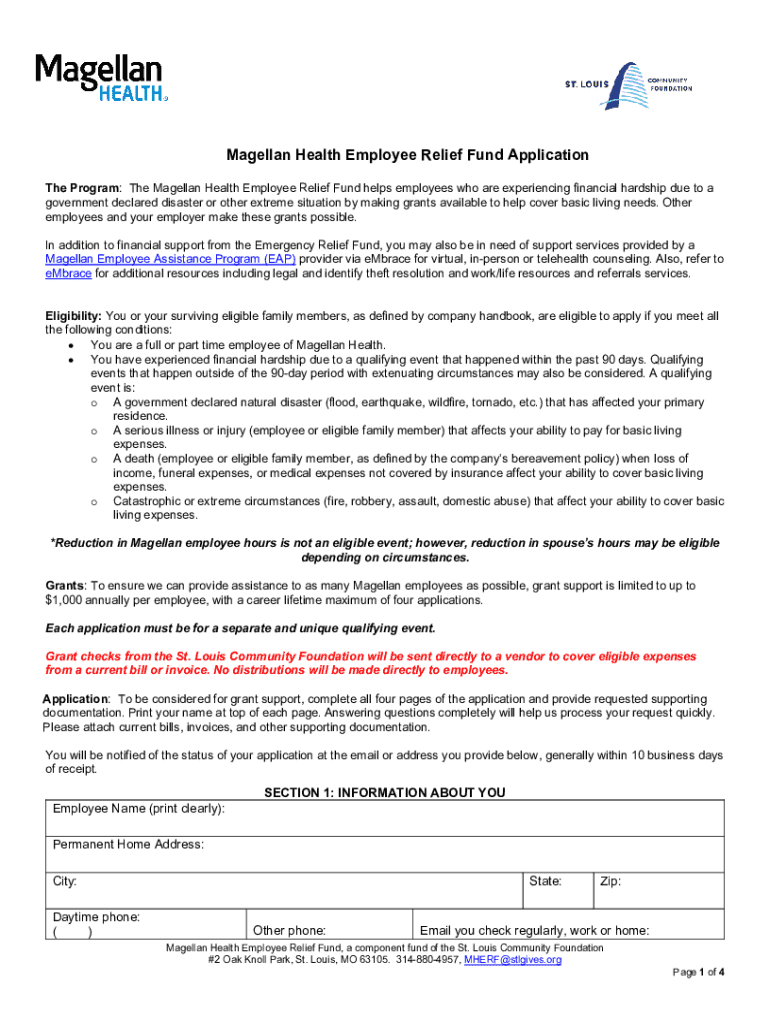 Fillable Online Magellan Health Employee Relief Fund Application Fax ...