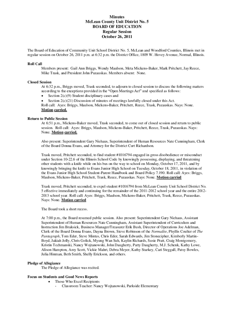 Fillable Online Members present: Gail Ann Briggs, Wendy Maulson, Meta ...