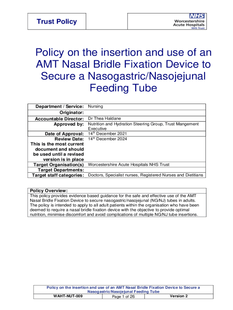 Fillable Online Policy on the insertion and use of an AMT Nasal Bridle ...