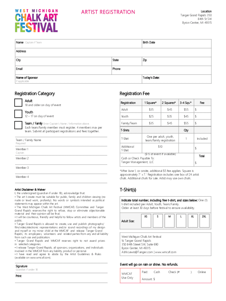 Fillable Online Artist Registration Form 2021 Fax Email Print - pdfFiller