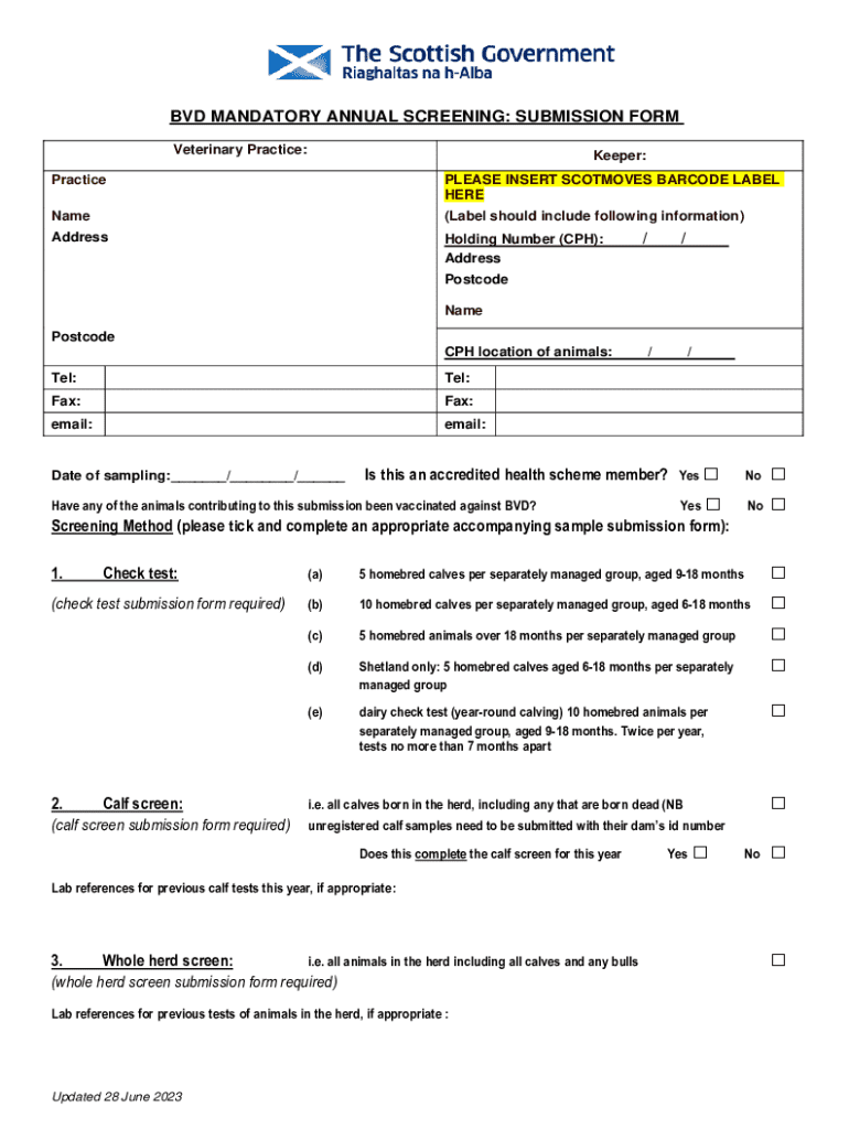 Fillable Online scot-gov-bvd-standard-submission-form. ... Fax Email ...