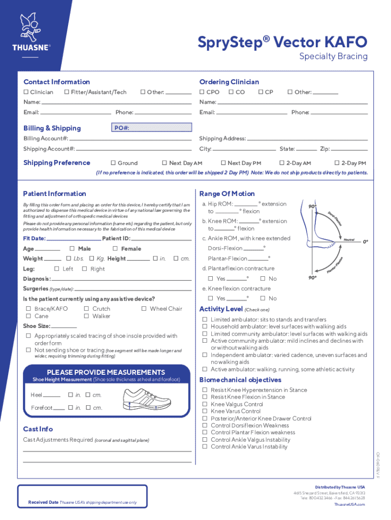 Fillable Online SpryStep Vector KAFOPerformance Driven KAFO Fax Email Print - pdfFiller