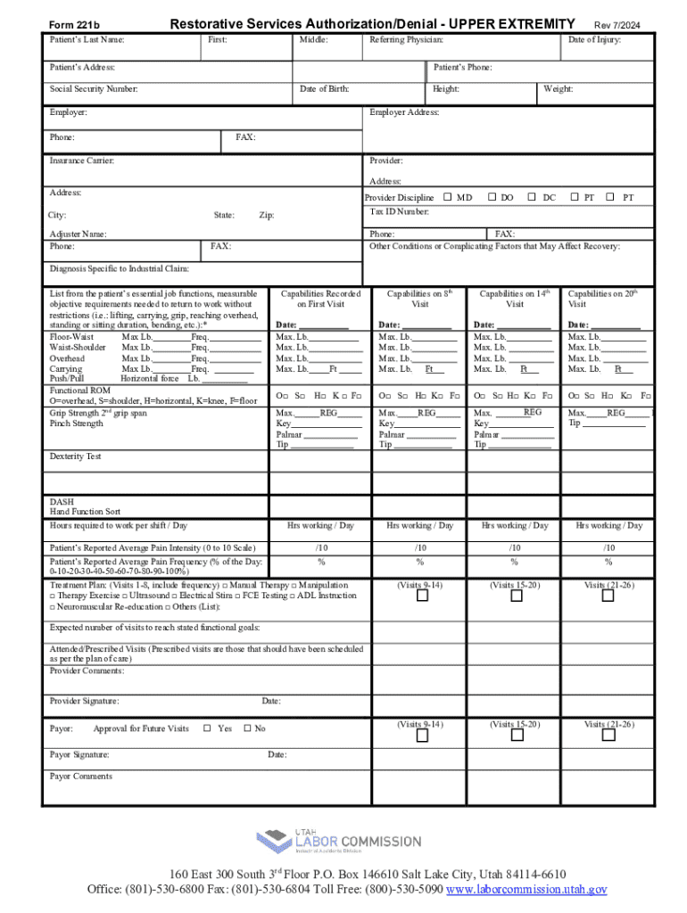 Fillable Online Upper Extremity Restorative Services Authorization/Denial Fax Email Print ...