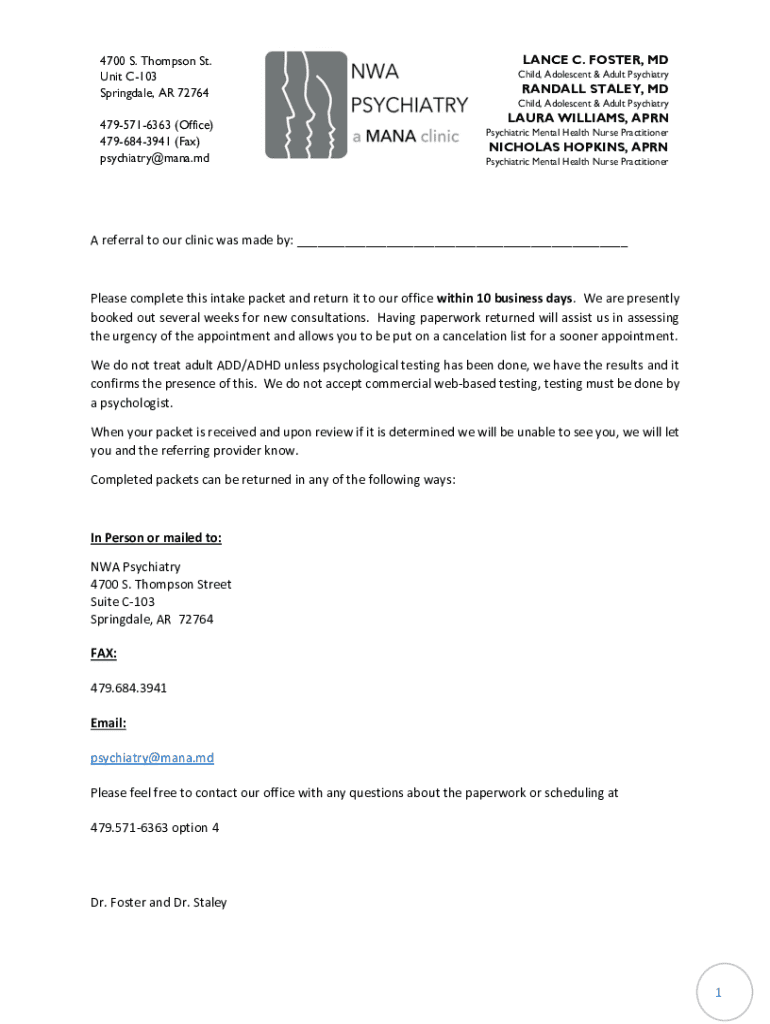 Fillable Online Fillable Online 1 A referral to our clinic was made by Fax Email Print - pdfFiller