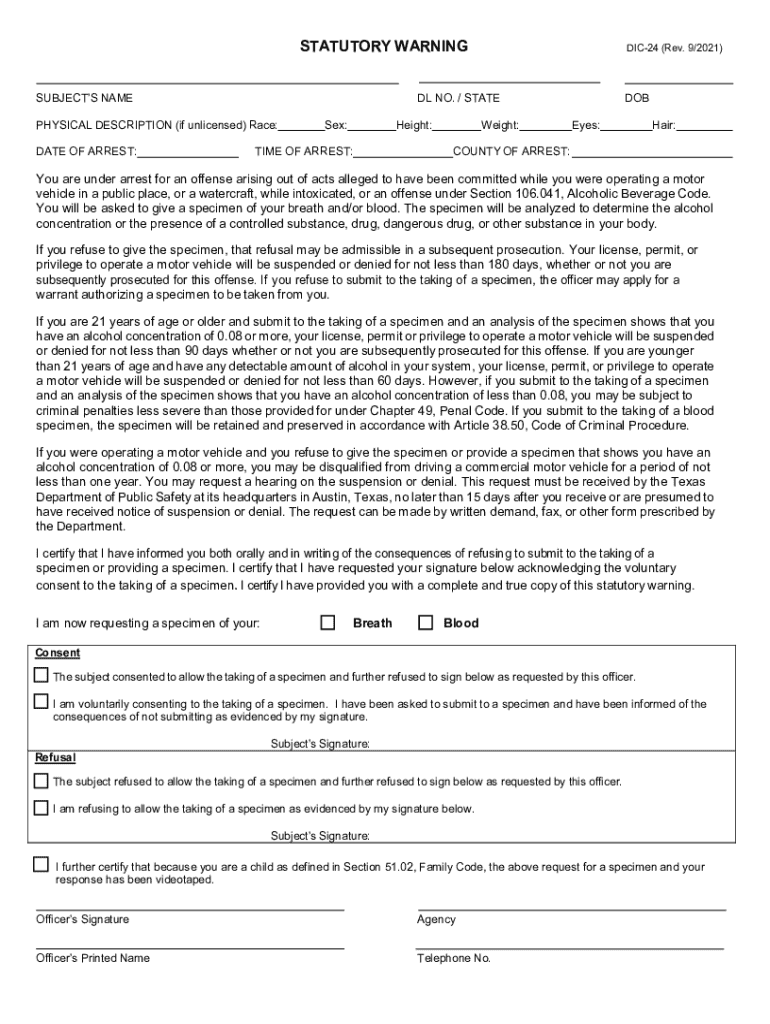 2021-2026 Form TX DIC-24 Fill Online, Printable, Fillable, Blank ...