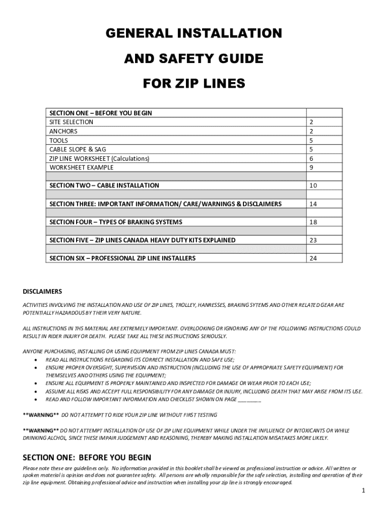 Fillable Online How to Build a Zip Line: Section One - Concepts Fax ...