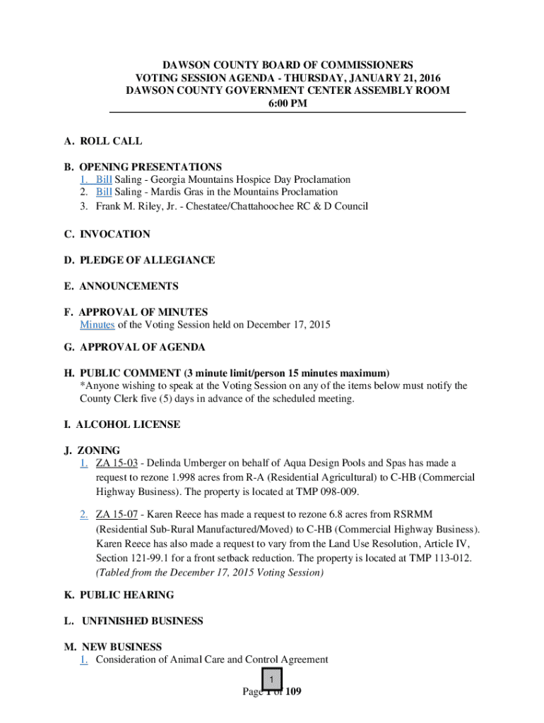 Fillable Online Thank you for joining us for the Dawson County Board ...