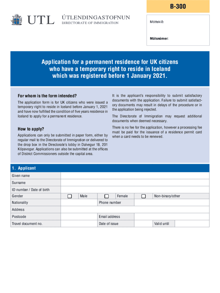 Fillable Online Application for permanent residence for UK citizens Fax ...
