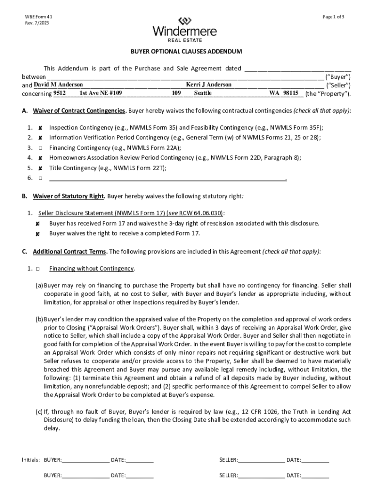 Fillable Online Addendum of ClausesA (GCAAR Form 1332) Fax Email Print ...