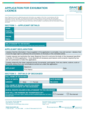 Fillable Online Application for Exhumation Licence 2022 - Isaac ...