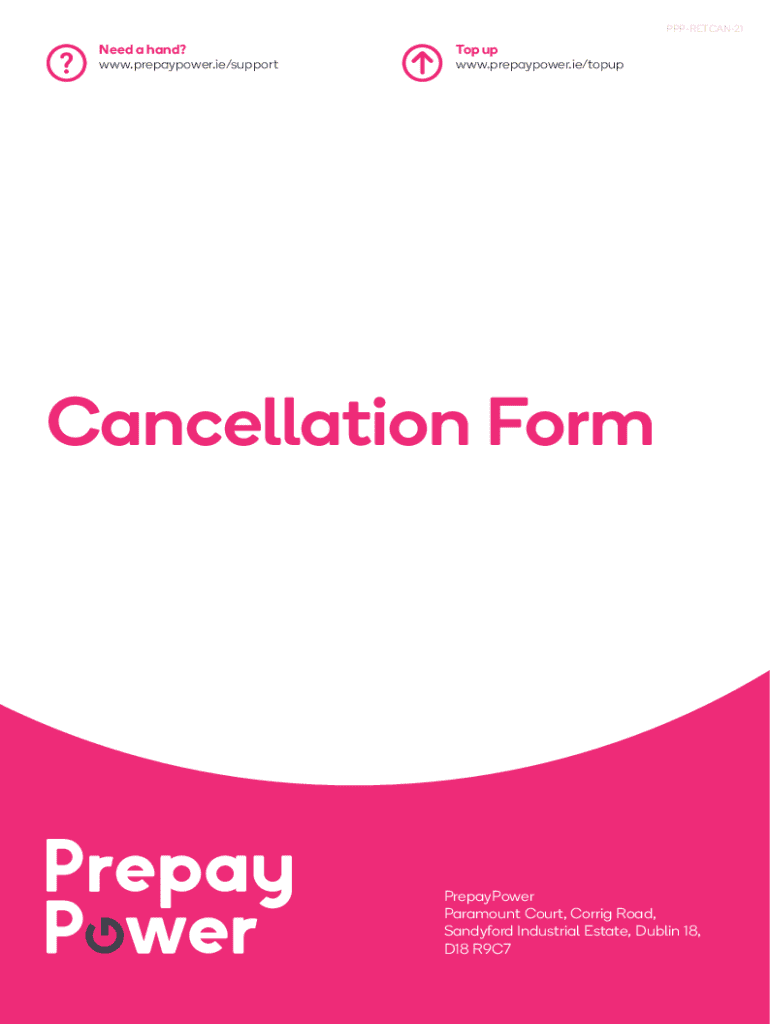 Fillable Online Prepaypower Cancellation Form 2024 - Easy Energy ...