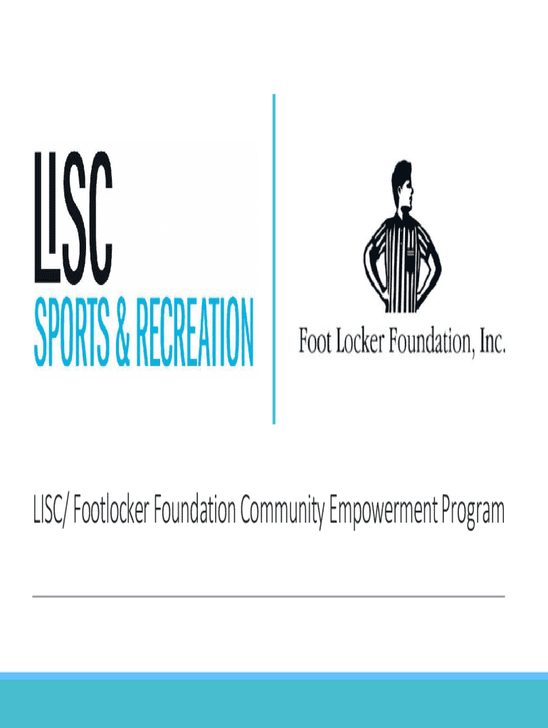 Fillable Online Foot Locker, LISC Open Grant Application for Nonprofits ...