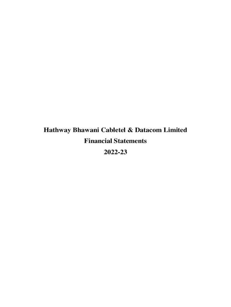 Fillable Online Hathway Cable and Datacom Limited Financial Statements ...