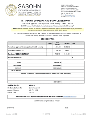 Fillable Online Sasohn Book Order Form 2021: a Practical Approach to ...