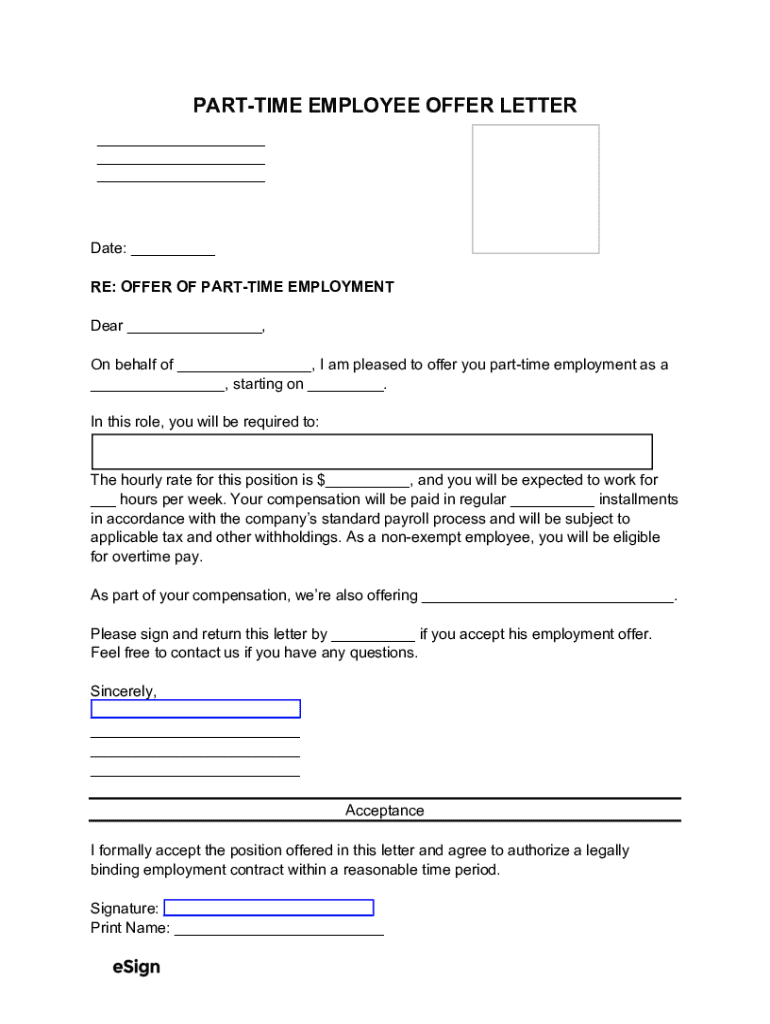 Fillable Online Part-time to full-time offer letter templateWorkable ...
