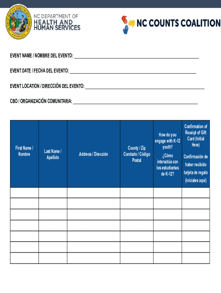 Rellenable en línea Community Event Sign- In Sheet Template (English ...