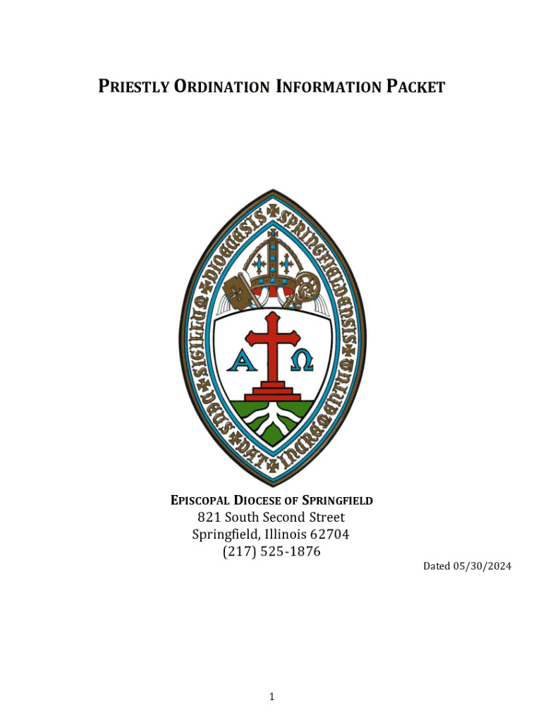 Fillable Online PRIESTLY ORDINATION INFORMATION PACKET Fax Email Print ...