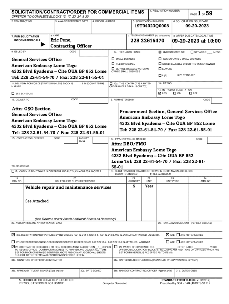 Fillable Online Request for Quotation for vehicle RFQ Number ... Fax ...