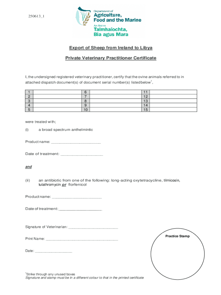 Fillable Online Veterinary Health Certificate for Export of Sheep/Goats for ... Fax Email Print ...