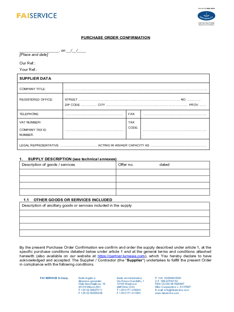 Fillable Online PO ConfirmationSupplier Central Fax Email Print - pdfFiller