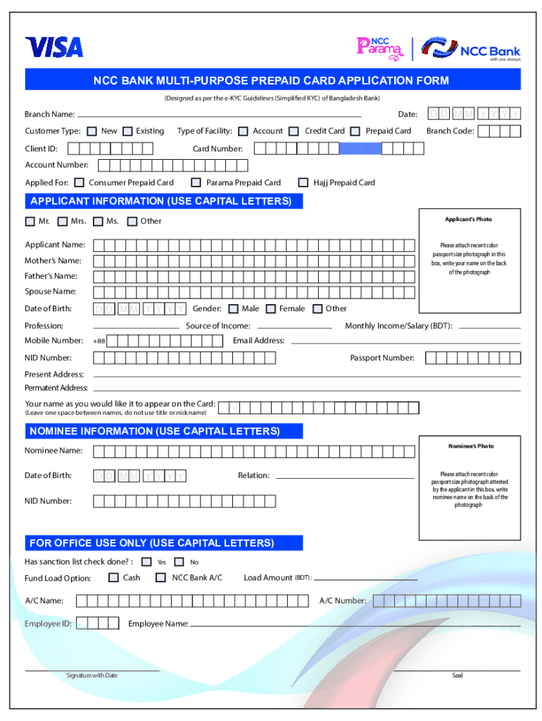 Fillable Online NCC BANK MULTI-PURPOSE PREPAID CARD ... Fax Email Print ...