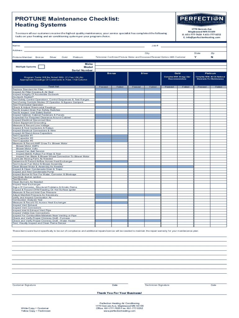 Fillable Online MaintenanceAir Conditioner, Furnace, Heat Pump Fax Email Print - pdfFiller