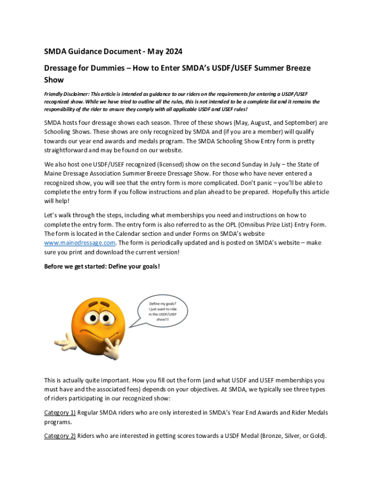 Fillable Online Guidance Document - How to Enter SMDA\'s USDF USEF Show 2024 Fax Email Print ...